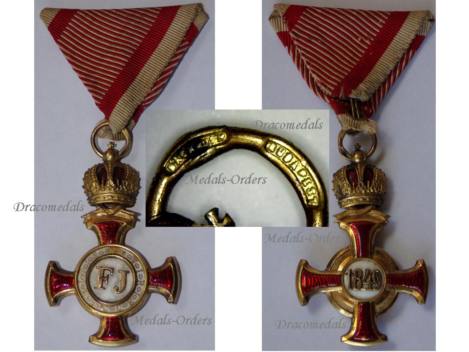 Austria Hungary WWI Gold Merit Cross Crown Viribus Unitis 1849 Bachruch ...
