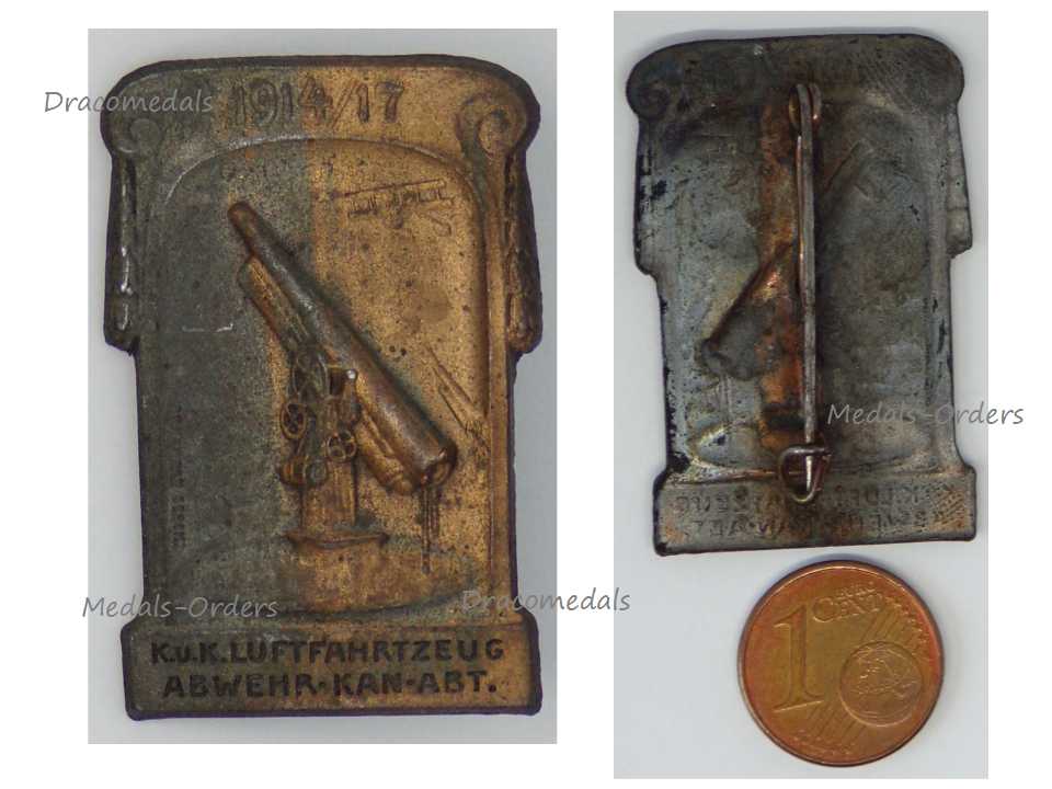 Austria Hungary WWI KuK Air Defense Artillery Cap Badge 1917 Patriotic ...