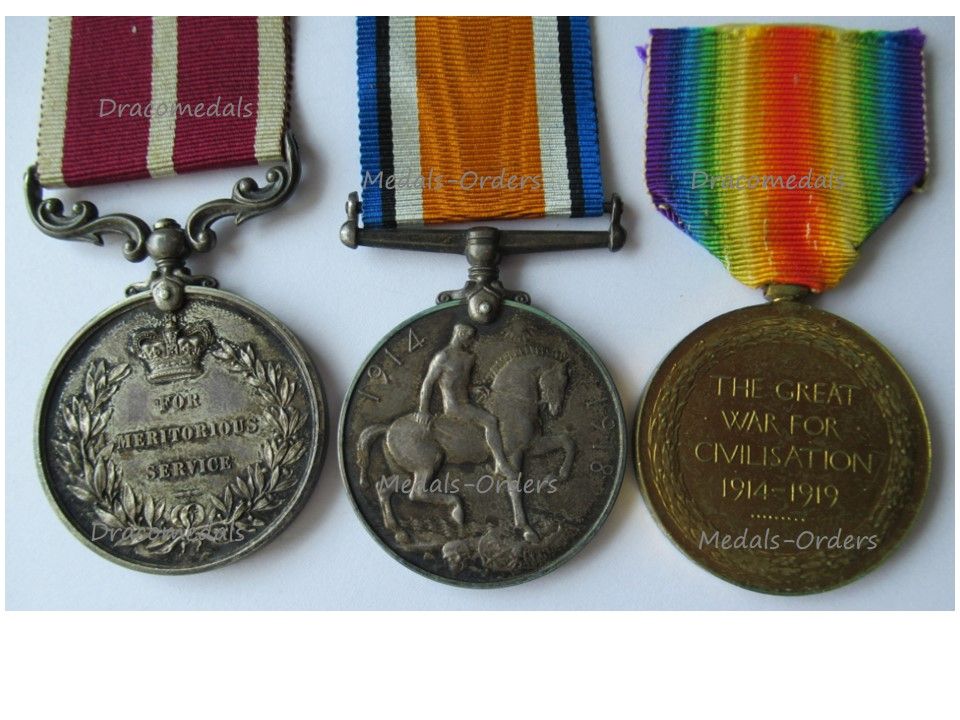Britain WWI Victory Interallied Meritorious Service Great War Medal MSM ...