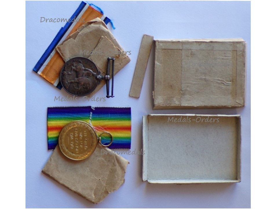 Britain WWI MGC War Medal Victory Pair Boxed Machine Gun Corps set ...