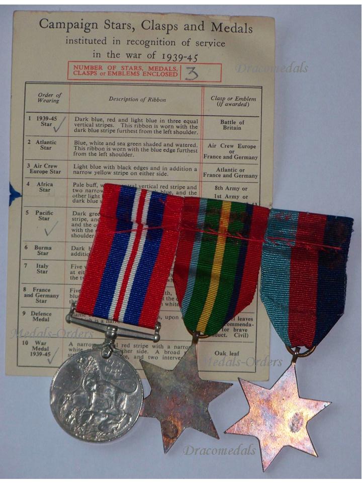 Britain WWII Pacific Star 1939 1945 War Commemorative Medal Diploma ...