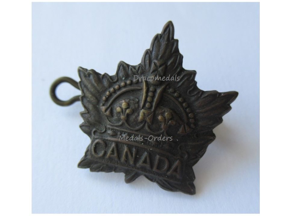 canada wwI collar badge military crown maple leaf Canadian ...