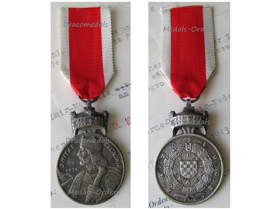 Croatia WWII Order Crown King Zvonimir Silver Medal Diploma pmo05121 ...