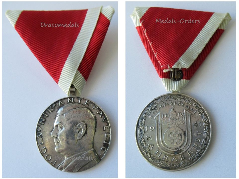 Croatia WWII Ante Pavelic Bravery Medal Silver class 1941 1945 Small ...