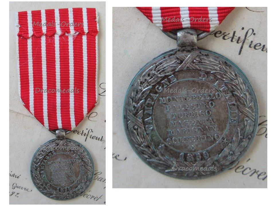 Britain France Medal Crimea Sebastopol Italian Campaign 1860 Diploma ...