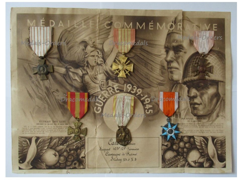 France WWII medal set Diploma Stalag XA XB War Volunteer Sergeant 423 ...