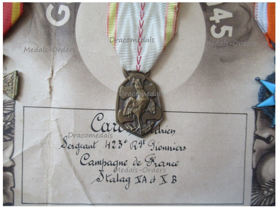 France WWII medal set Diploma Stalag XA XB War Volunteer Sergeant 423 ...