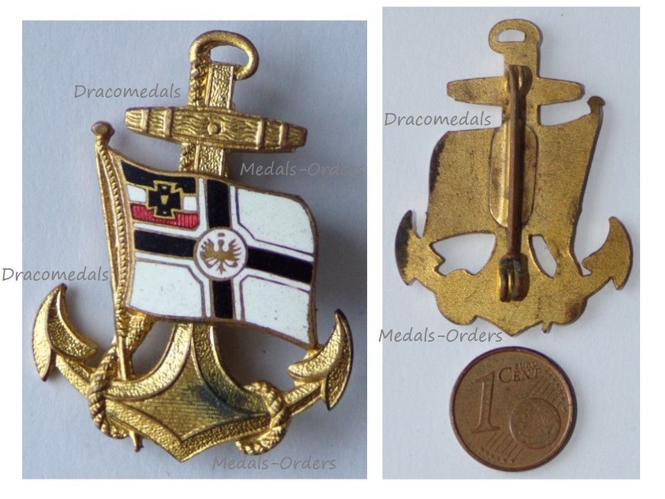 Germany WWI Imperial Navy Fleet badge brooch pin Anchor Flag Standerd ...
