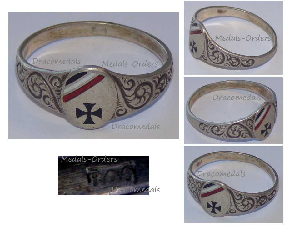 Germany WWI Ring Patriotic Iron Cross EK1 German Empire Prussian Flag ...