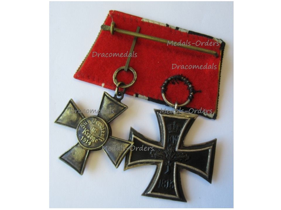 Germany WWI Medal bar Hanseatic Lubeck Iron Cross EK2 KO set pMO02924 ...