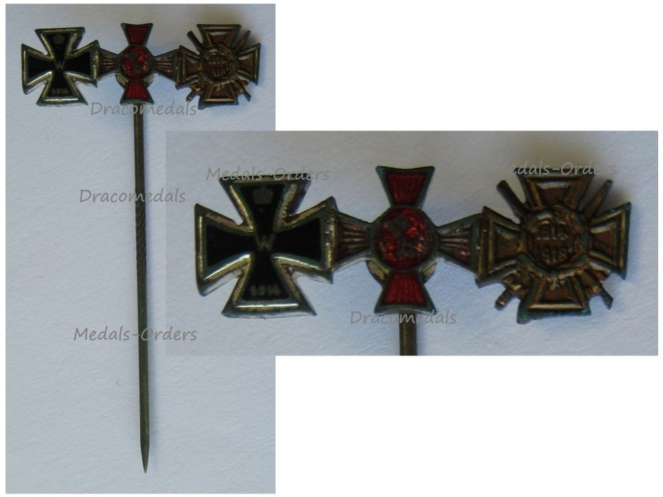 Germany WWI Stickpin Bremen Hanseatic Iron Cross Hindenburg Medal set ...