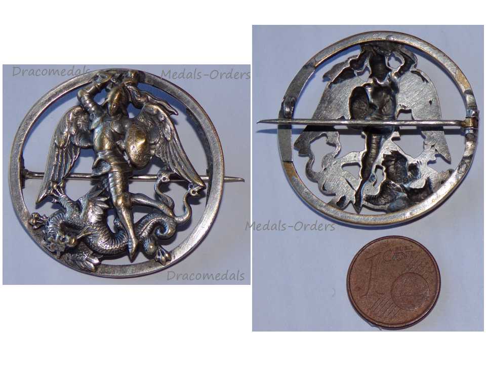 Germany WWI Bavaria Patriotic Badge St Michael Archangel - Dracomedals ...
