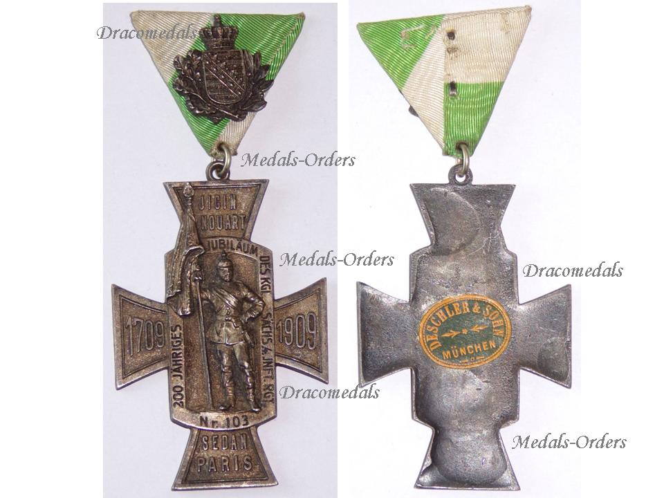 Germany Saxony Bicentennial Cross 1709 1909 pmo02954 4th Royal Saxon ...