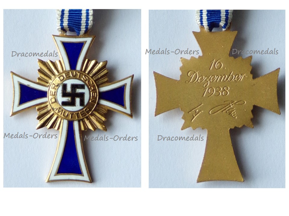 NAZI Germany WWII Mothers Cross 1938 Gold Klamt Boxed 2nd Type Gablonz ...