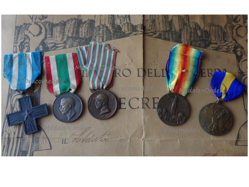 Italy WWI 5 Medals Medal set Victory Interallied Italian Unification ...