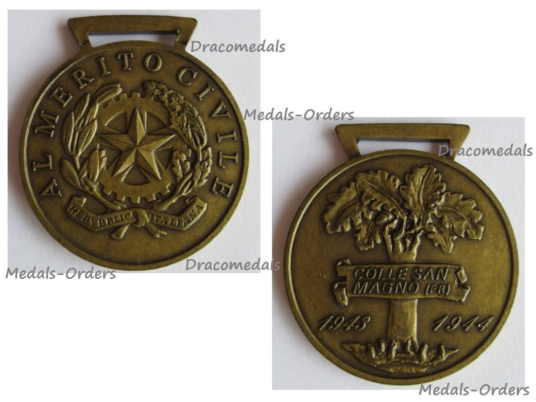 Italy WWII Bronze Medal Civil Merit 1943 1944 Colle San Magno Monte ...