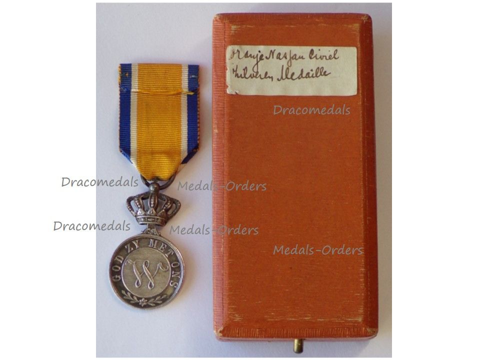 Netherlands WWI Order Oranje Orange Nassau Silver Medal Boxed Goudsmit ...