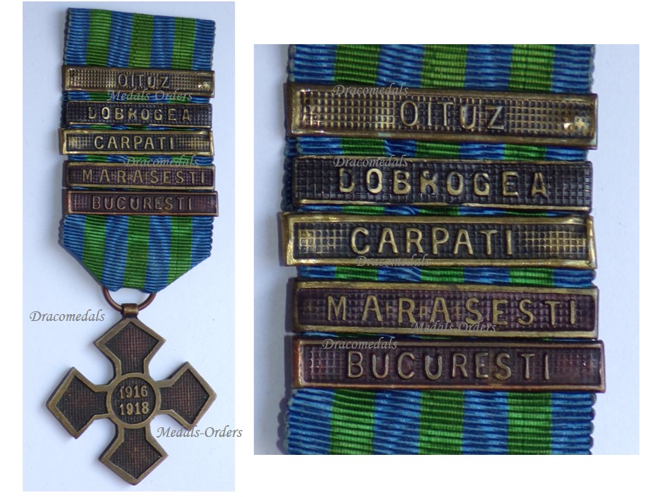 Romania WWI War Cross 1916 1918 5 bars clasps Oitu Marasesti Carpati ...