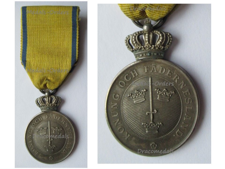 Sweden WW1 Royal Order Sword Silver Medal 1929 Swedish King Gustav V ...
