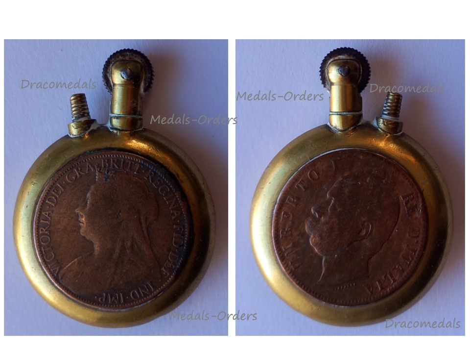 Britain WWI Lighter Trench Art King Umberto I Queen Victoria British ...