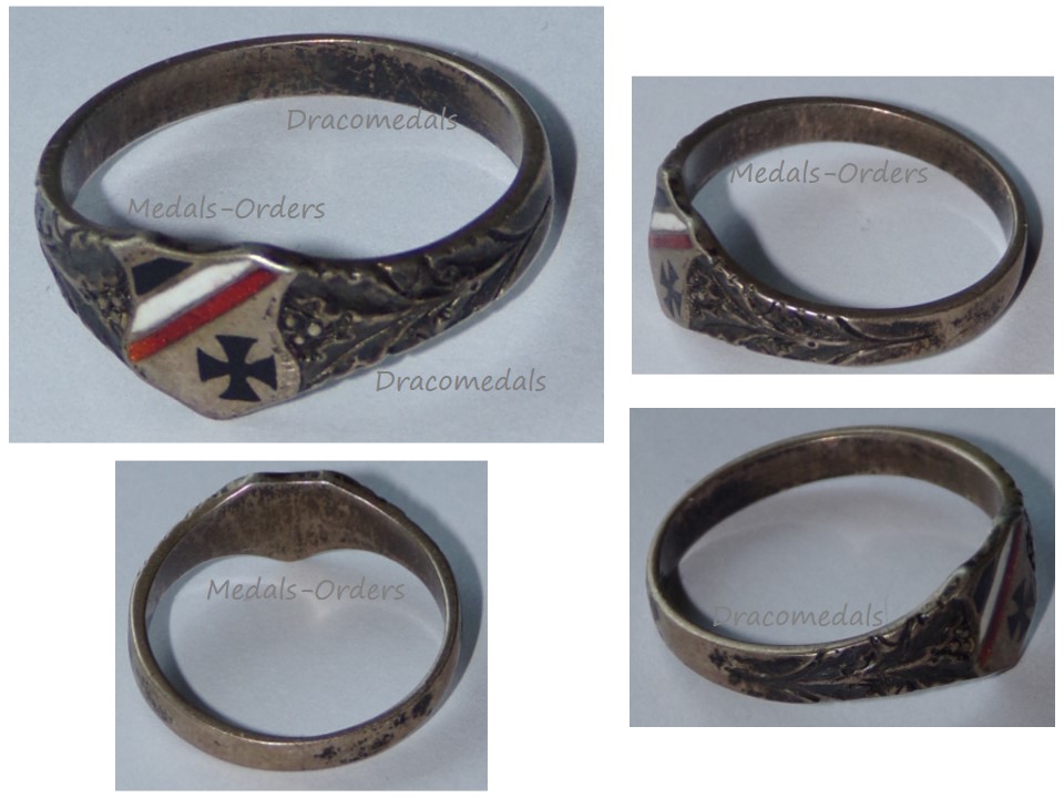 Germany WWI Ring Patriotic Iron Cross EK1 German Empire Prussian Flag ...